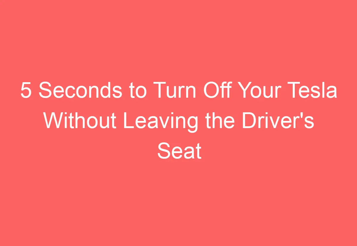 5 Seconds to Turn Off Your Tesla Without Leaving the Driver's Seat ...